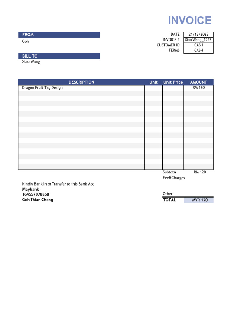 Invoice Xiao Wang 1223 Dragon Fruit Tag | PDF