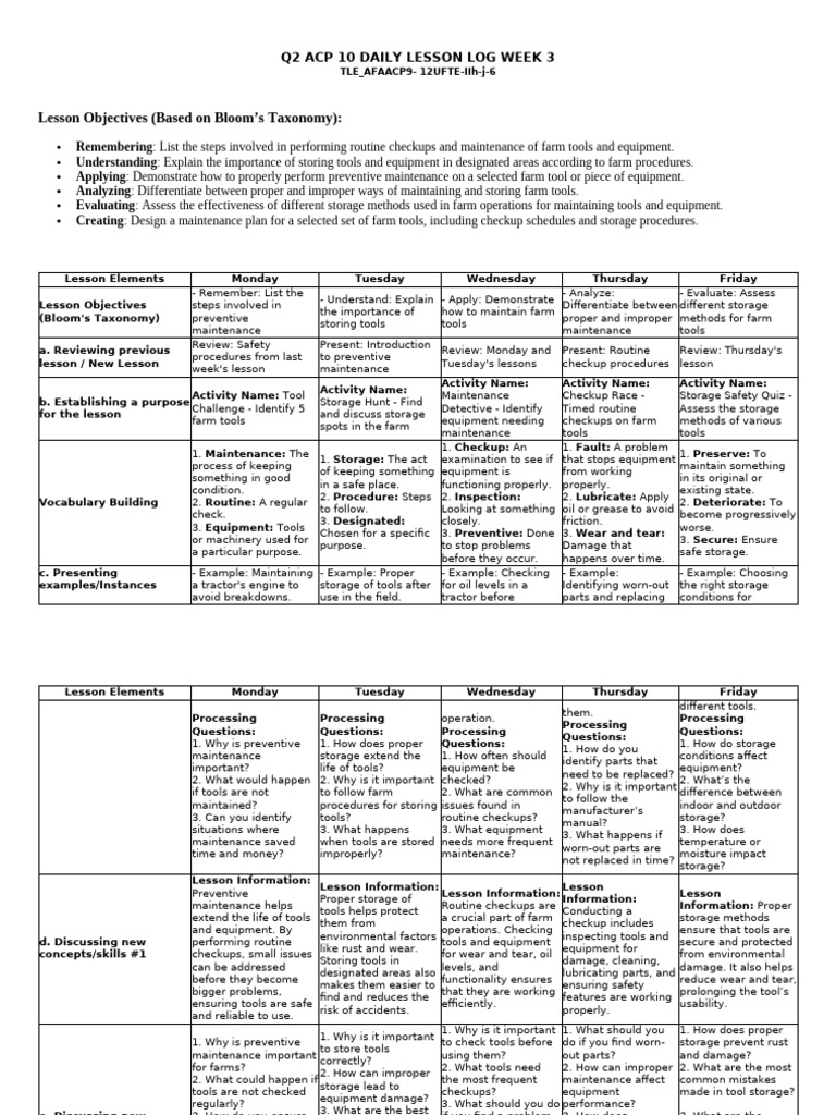 q2 Acp 10 Daily Lesson Log Week 3 | PDF