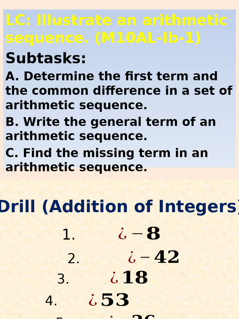 Arithmetic Sequence Basics and Terms | PDF | Mathematics | Mathematical ...