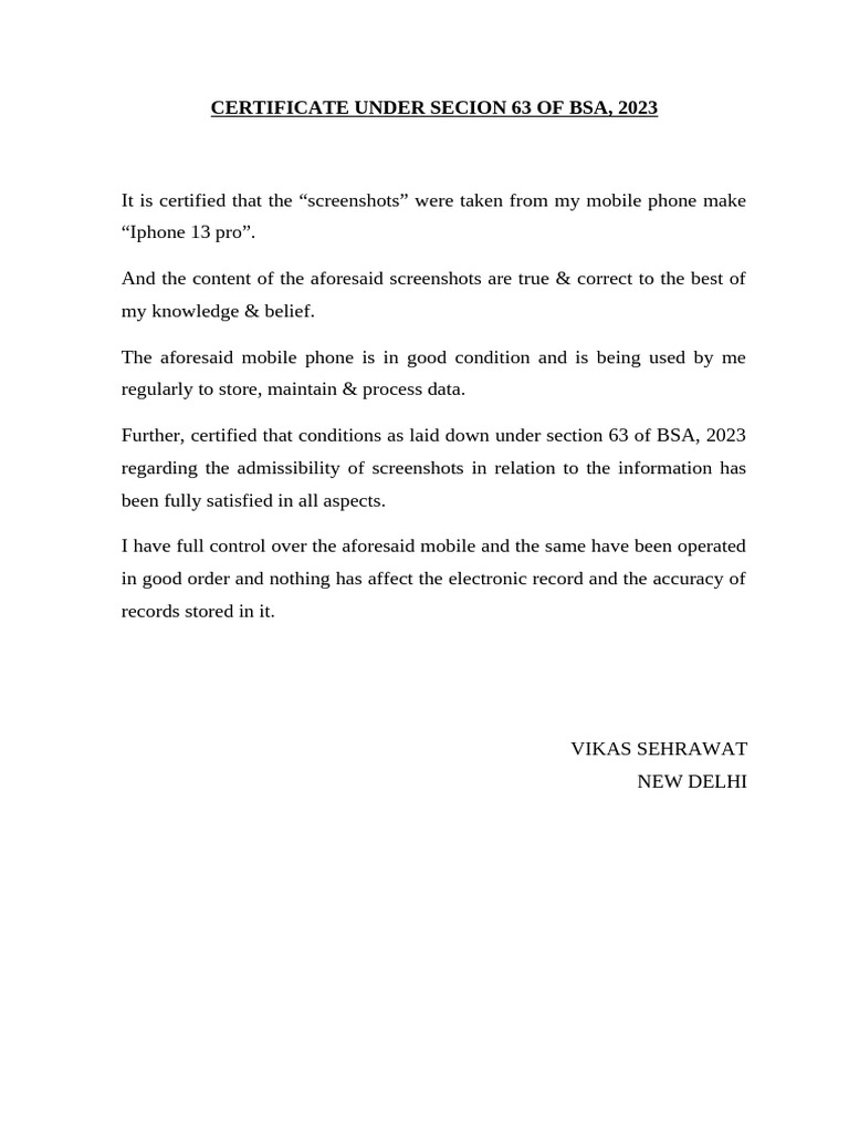 65B Certificate | PDF