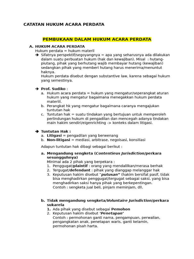Catatan Hukum Acara Perdata | PDF