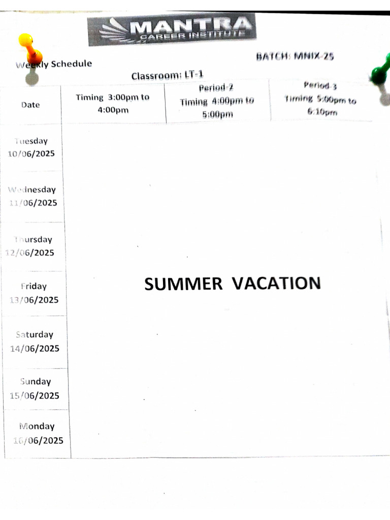 Weekly Schedule - 13 | PDF