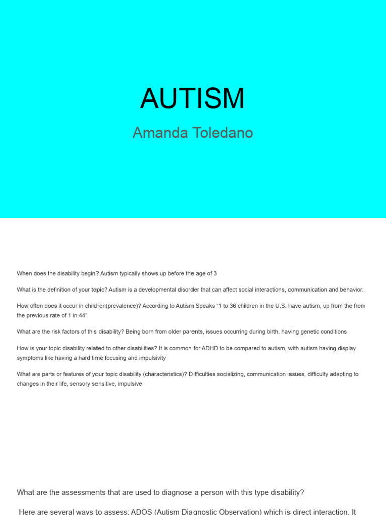 Autism | PDF | Autism | Behavioural Sciences