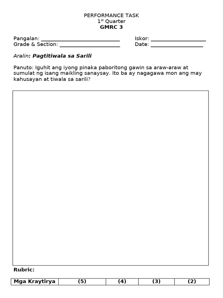 ESP3 PTASK1 Q1 With Rubric | PDF