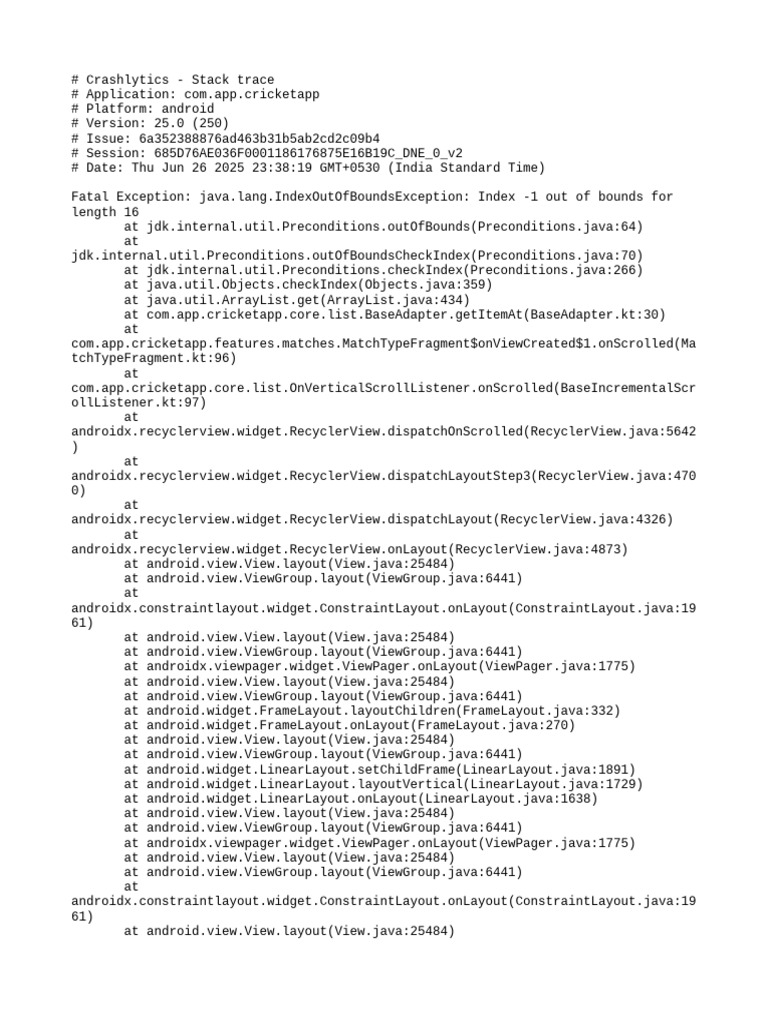 Com - App.cricketapp Issue Crash Session DNE 0 v2 Stacktrace | PDF | Java (Programming Language ...