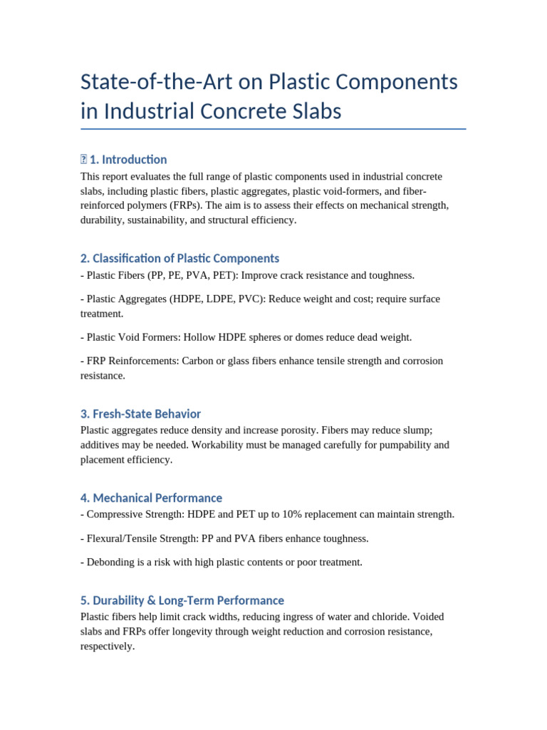 Full SOTA Plastics Concrete Slabs With References | PDF | Fibre Reinforced Plastic | Concrete