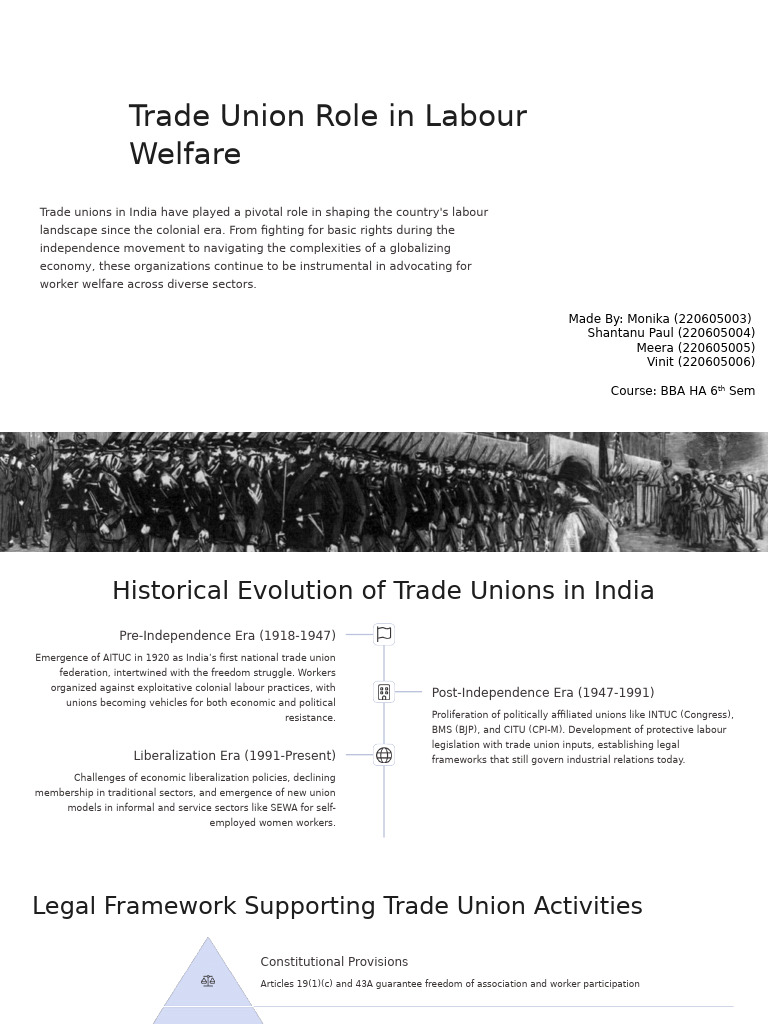Trade Union Role in Labour Welfare Group 20 | PDF | Trade Union ...