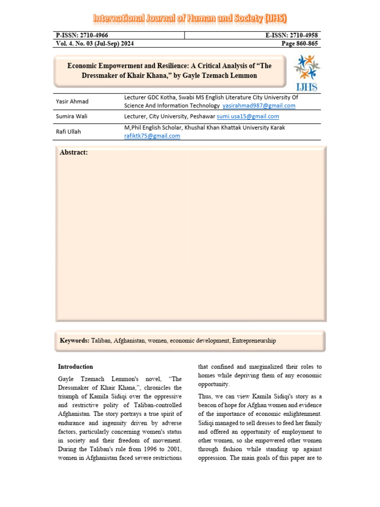 Economic Empowerment and Resilience A Critical Analysis of "The ...