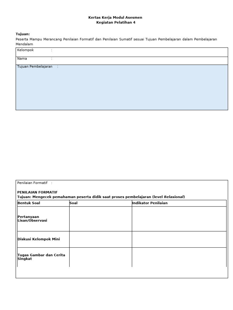 Modul 4 KP4 Asesmen PM - Kosong | PDF