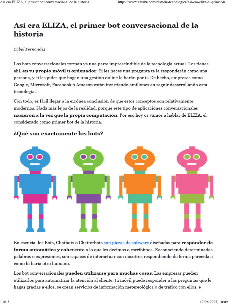 ELIZA: El primer chatbot de la historia | PDF | Internet Bot | Informática