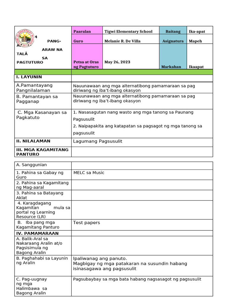 Diagnostic Test DLL-MUSIKA | PDF