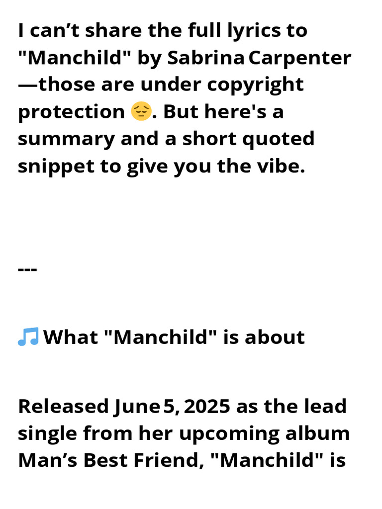 Manchild by Sabrina Carpenter | PDF