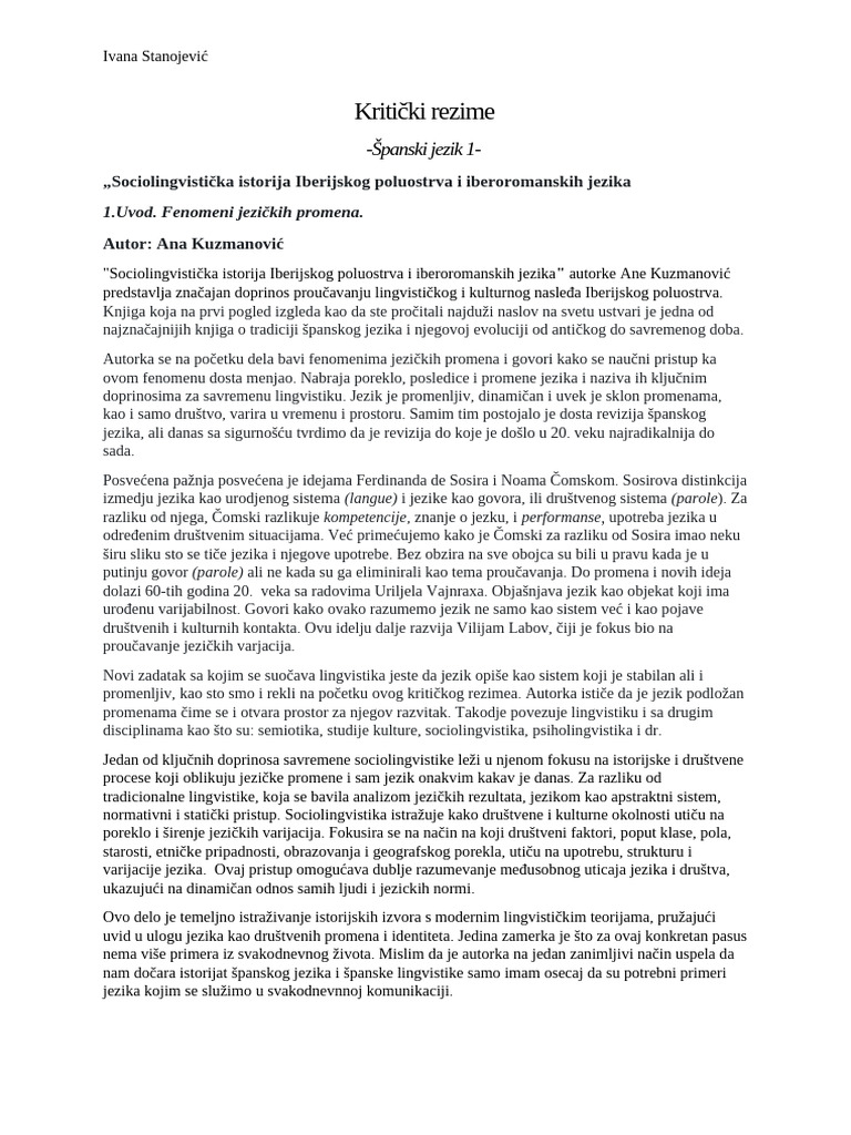 Kritički Rezime | PDF