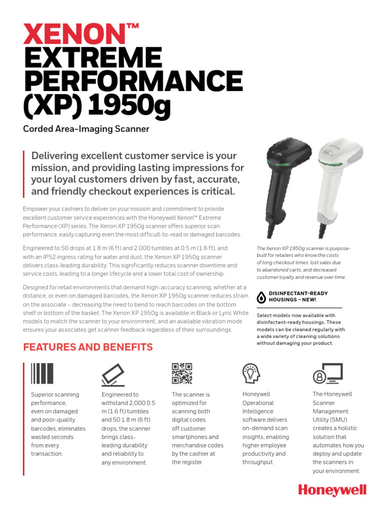 Honeywell Xenon XP 1950g Scanner Overview | PDF | Image Scanner | Barcode