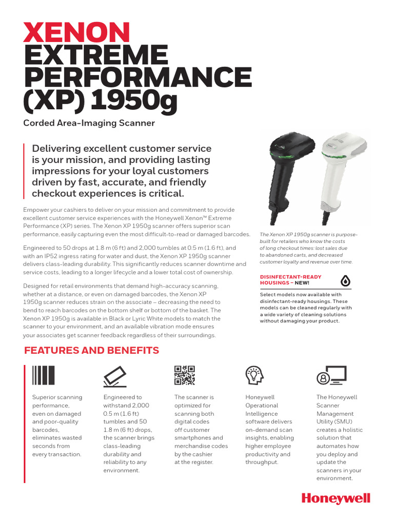 Honeywell Xenon XP 1950g Scanner Overview | PDF | Barcode | Image Scanner