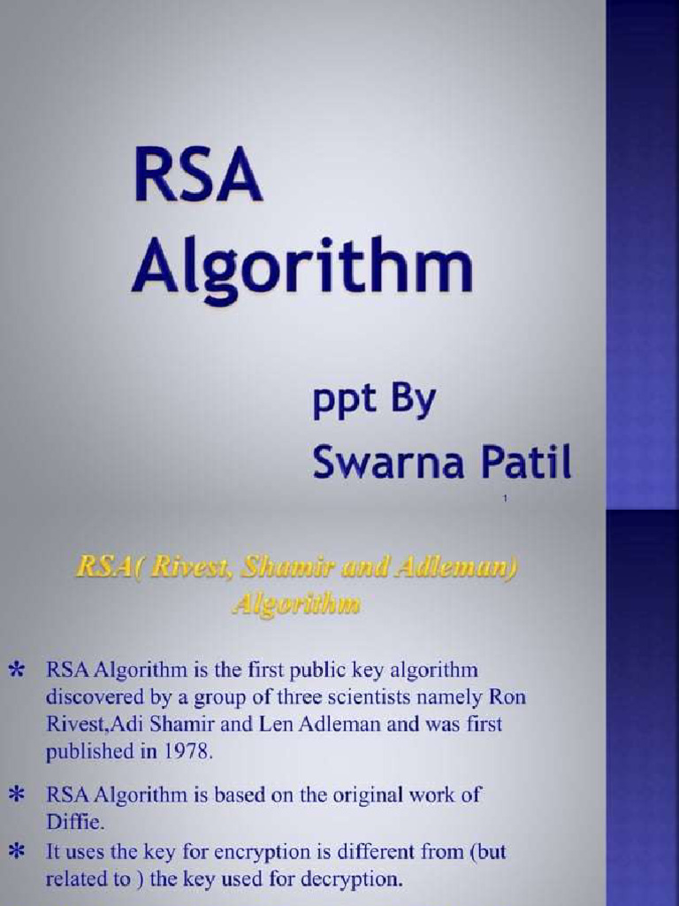 RSA Algorithm | PDF