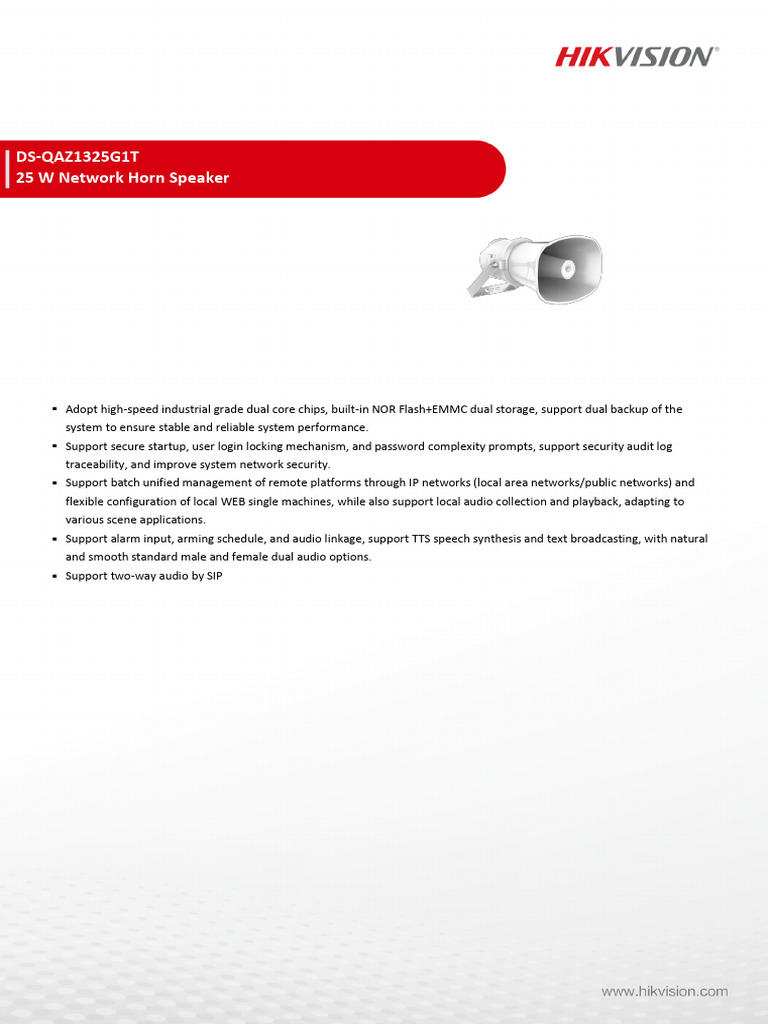 DS-QAZ1325G1T Datasheet 20250425 | PDF | Mp3 | Sampling (Signal Processing)