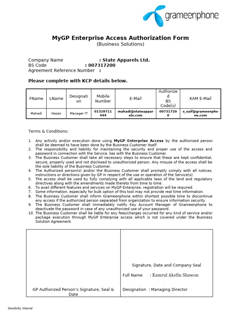 Authorization Letter For MyGP Enterprise - New | PDF