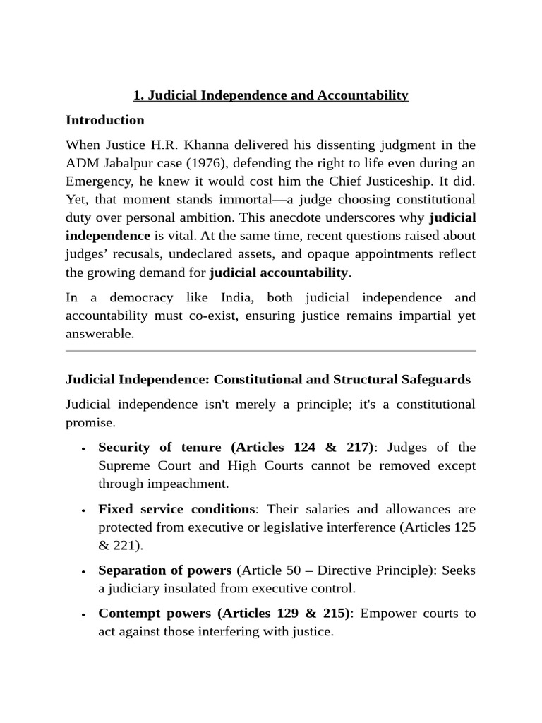 Essay Judicial Accountability | PDF | Governance | Constitutional Law