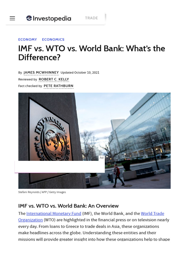 IMF vs. WTO vs. World Bank What's The Difference | PDF | International Monetary Fund | World ...