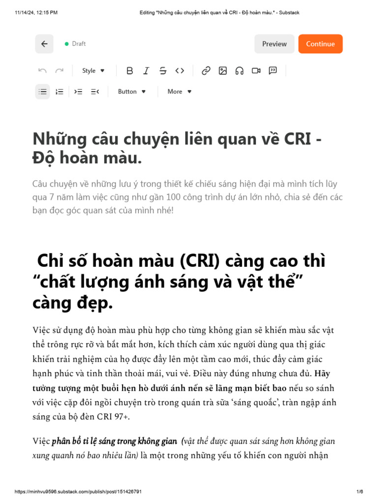 Editing - Những Câu Chuyện Liên Quan Về CRI - Độ Hoàn Màu. - - Substack | PDF