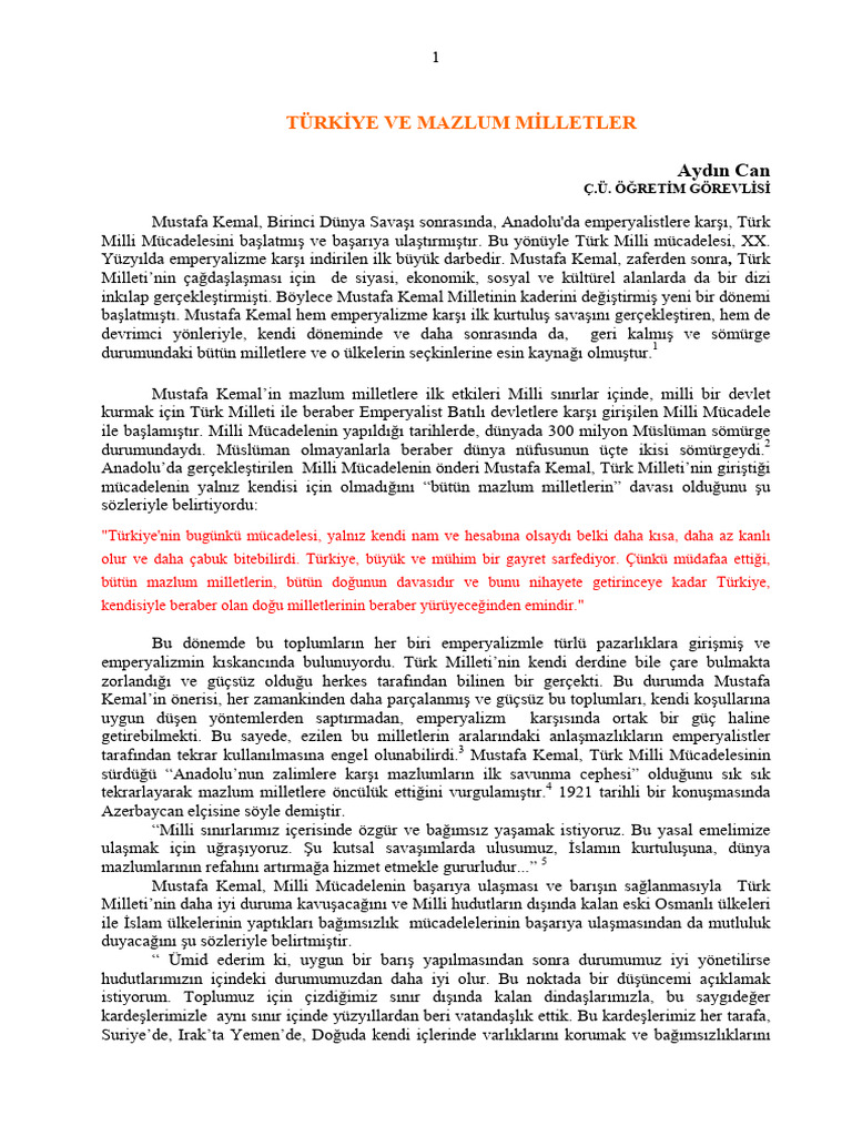 Aydin Can Turkiye Ve Mazlum Milletler | PDF