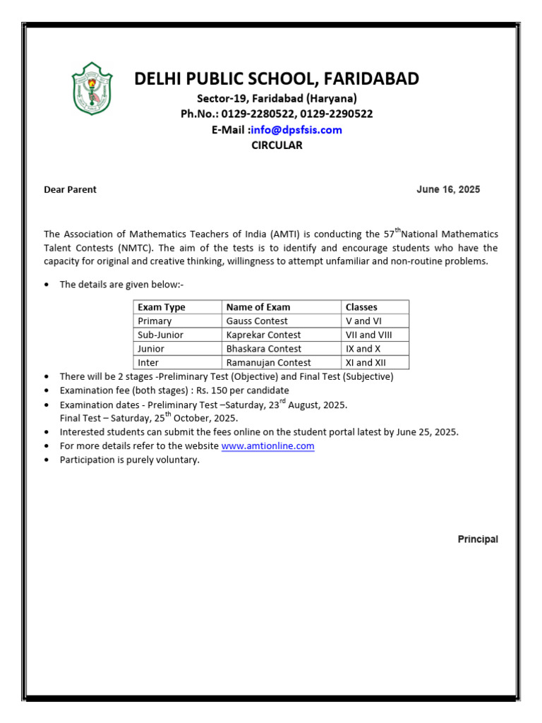 NMTC Exam Dates and Details 2025 | PDF