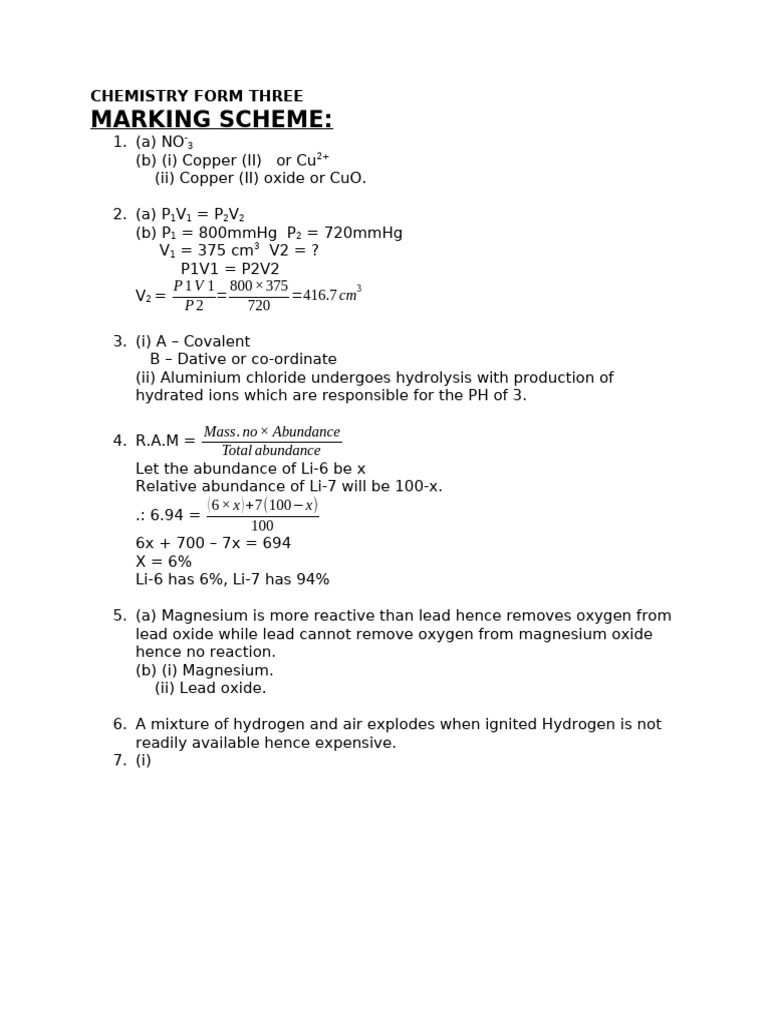 2025 T2-CHEMISTRY-F3-marking-scheme-1 | PDF | Ion | Chemical Bond