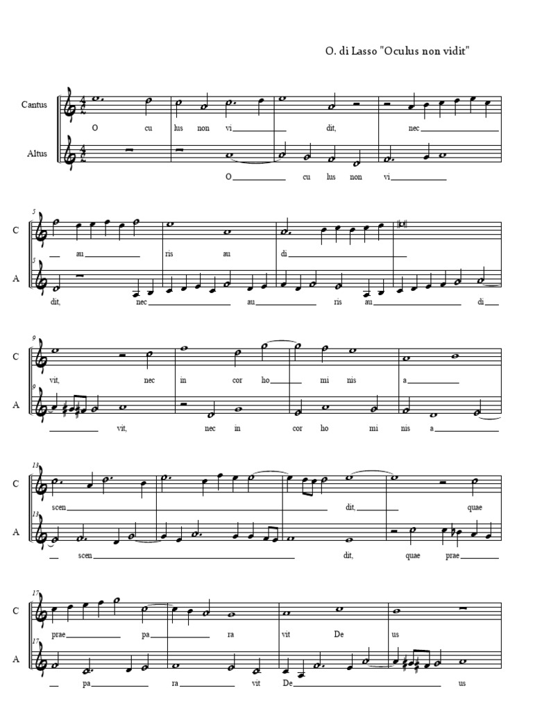 O. Di Lasso Oculus Non Vidit | PDF