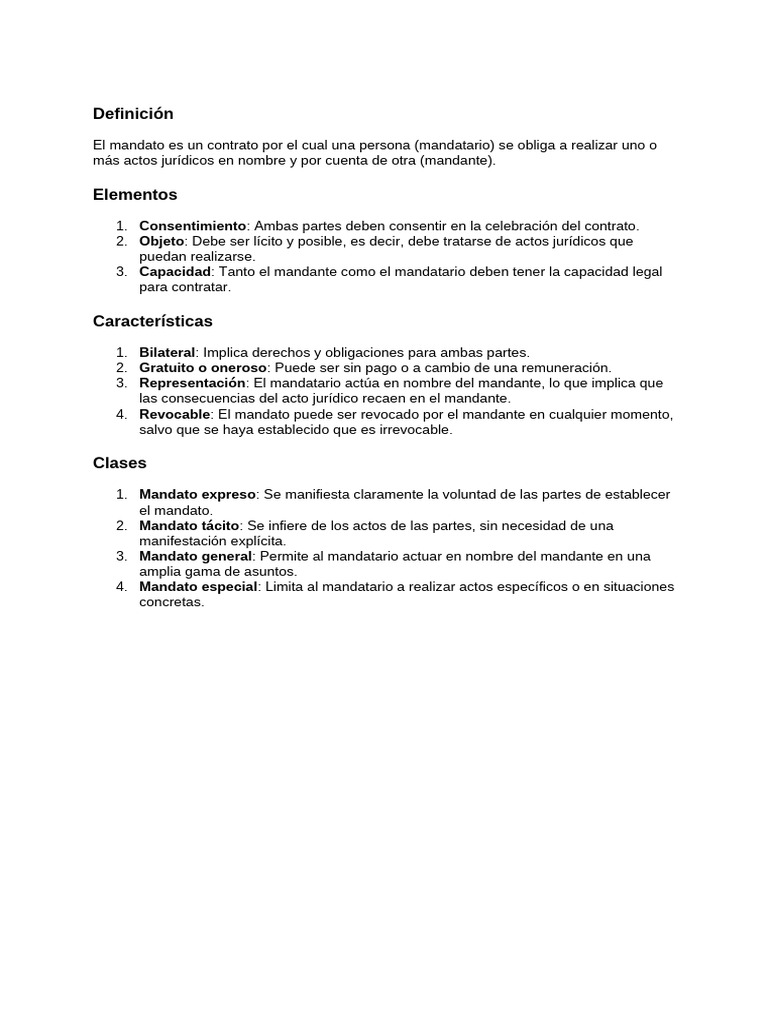 Definición y Clases de Mandato Jurídico | PDF