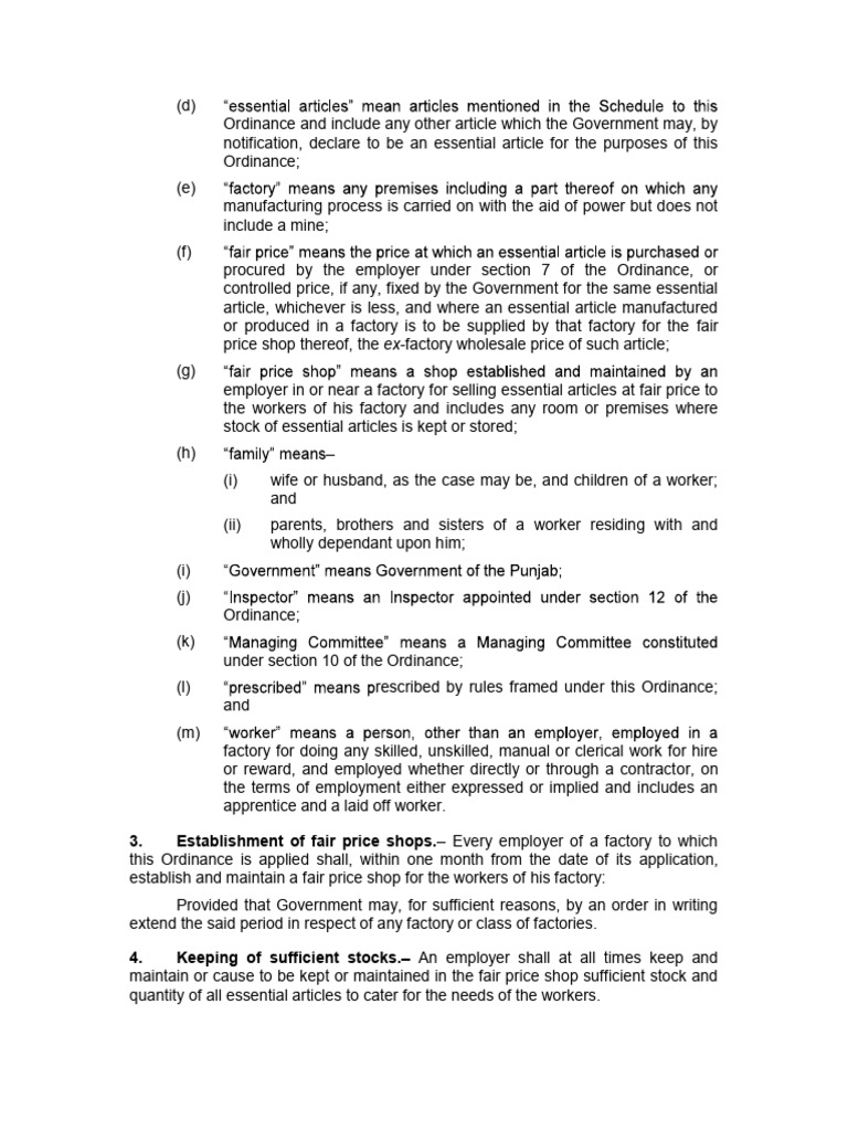 Fair Price Shop Ordinance Overview | PDF