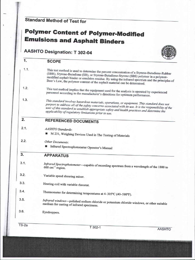 T-302 Polymber Content of Polymer-Modified Emulsions and Asphalt ...
