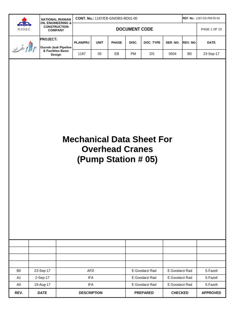 1187 05 EB PM DS 0504 B0 (Mechanical Data Sheet For Overhead Crane ...