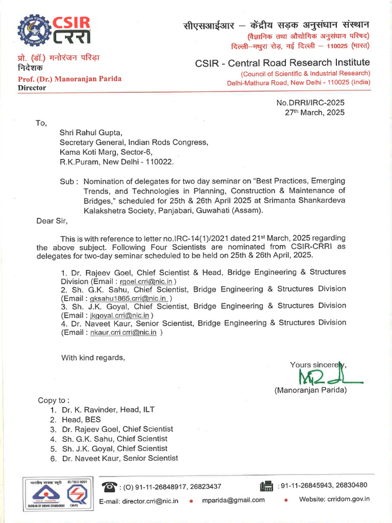 Letter Secretary General Irc Nomination | PDF