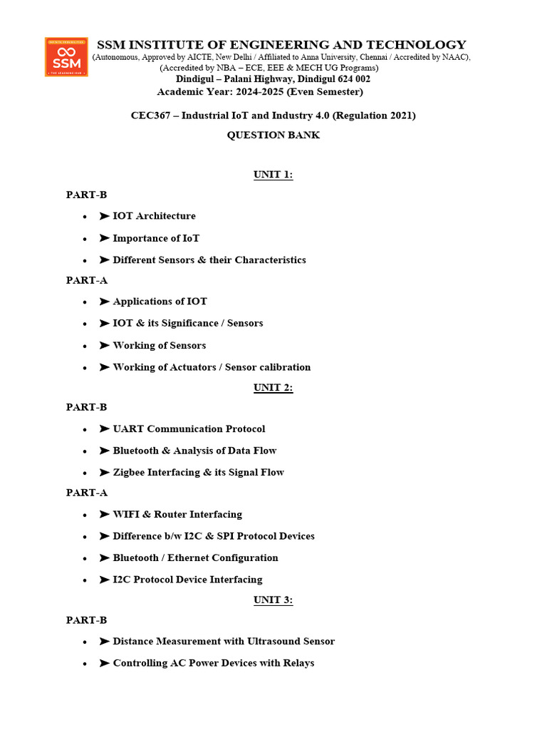 IIoT Syllabus for Academic Year 2024-25 | PDF | Internet Of Things | Sensor