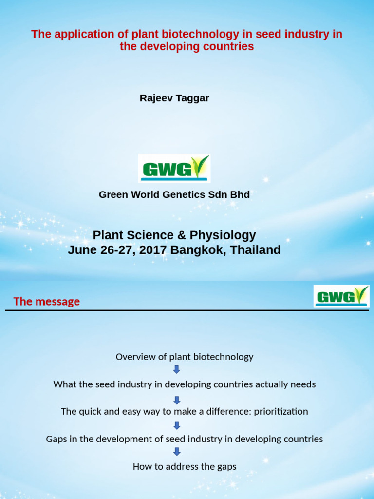 Rajeev Taggar Green World Genetics SDN BHD Malaysia 2264 | PDF | Plant ...