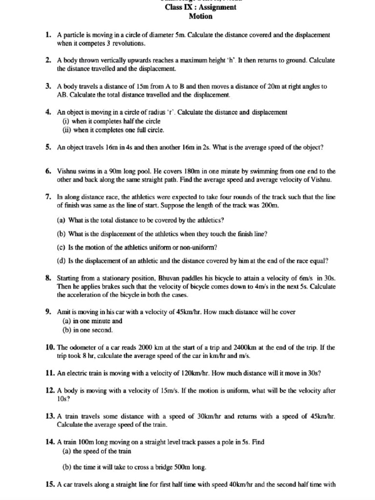 Numericals of Chapter Motion | PDF | Speed | Acceleration