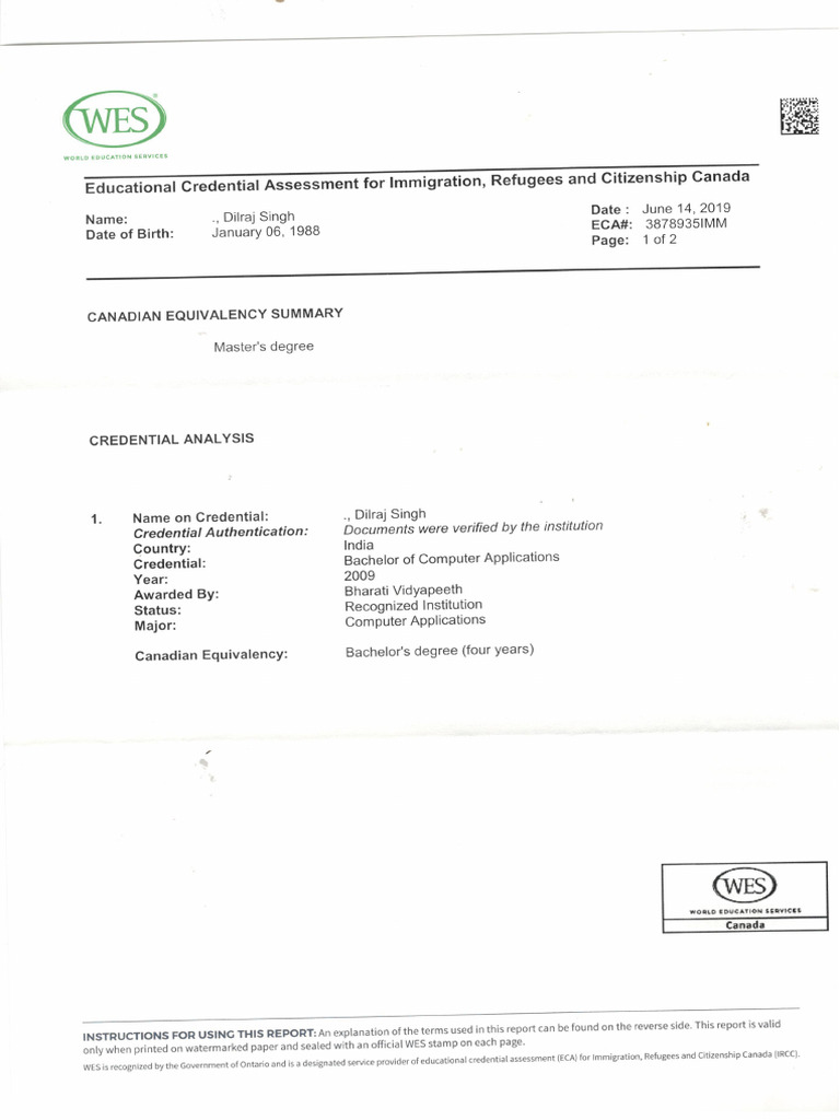 Wes Assessment (Master's Degree) | PDF