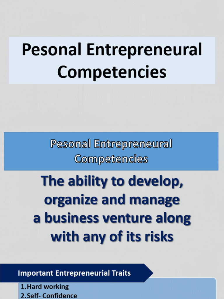 Essential Entrepreneurial Competencies | PDF