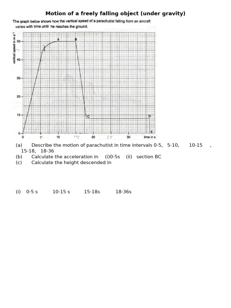 Motion of A Freely Falling Object | PDF