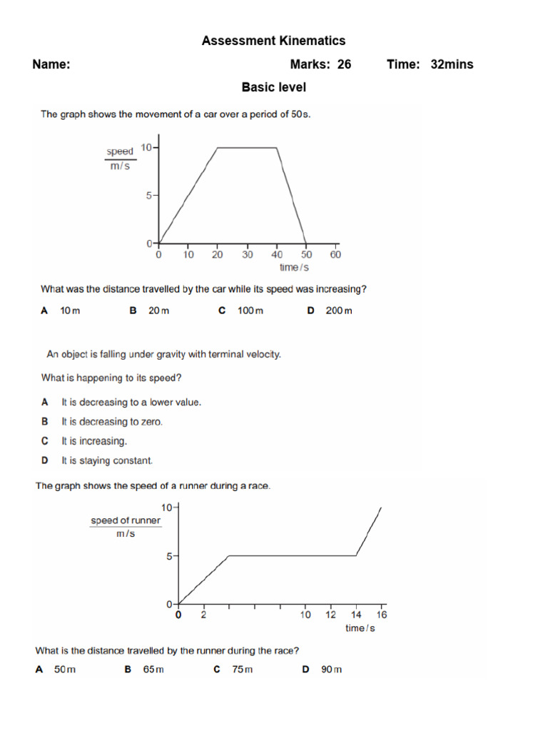 Assessment 1 Kinematics | PDF