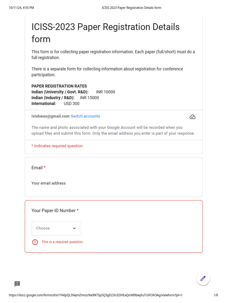 ICISS-2023 Paper Registration Details Form | PDF | Internet Privacy ...
