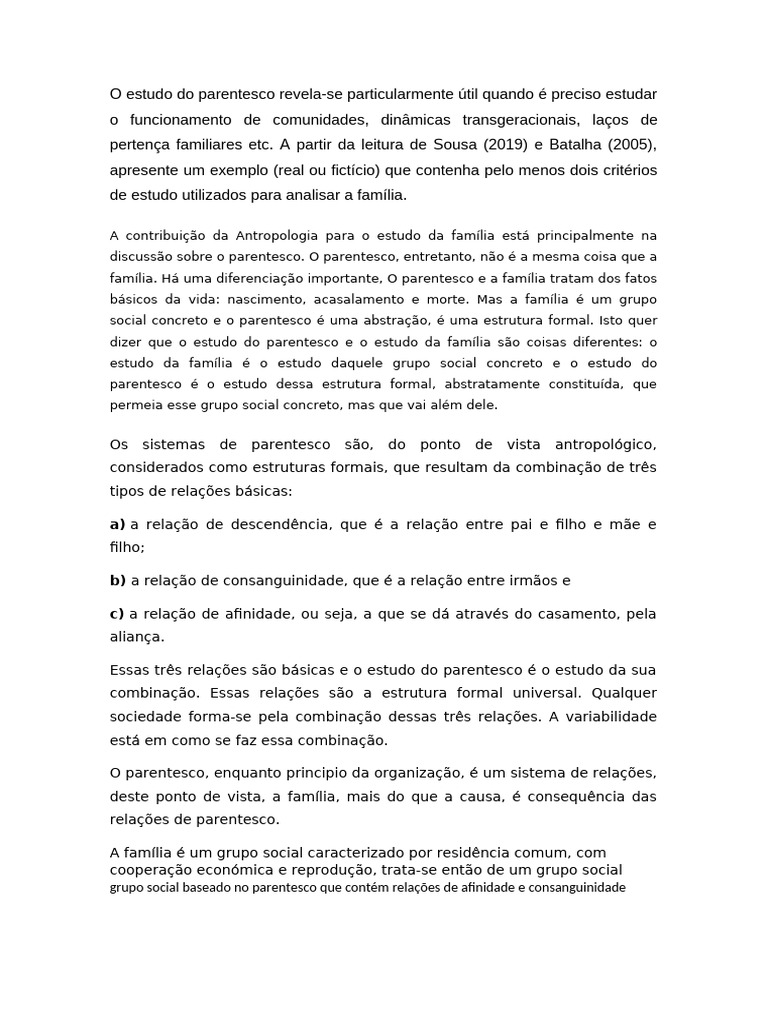 Estudo Antropológico do Parentesco Familiar | PDF | Família | Parentesco