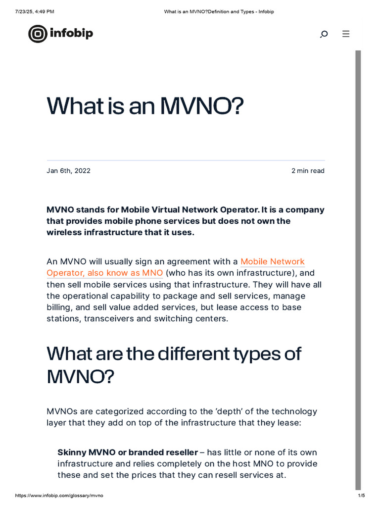 What Is An MVNO - Definition and Types - Infobip | PDF | Mobile ...