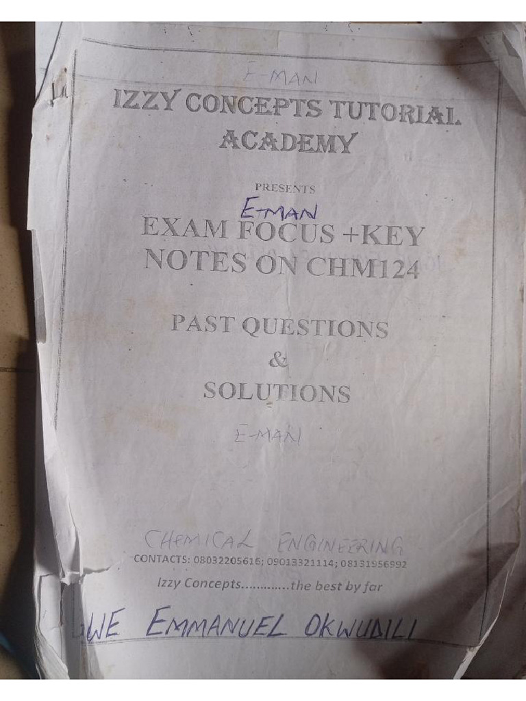 Igwe Emmanuel CHM124 PDF | PDF