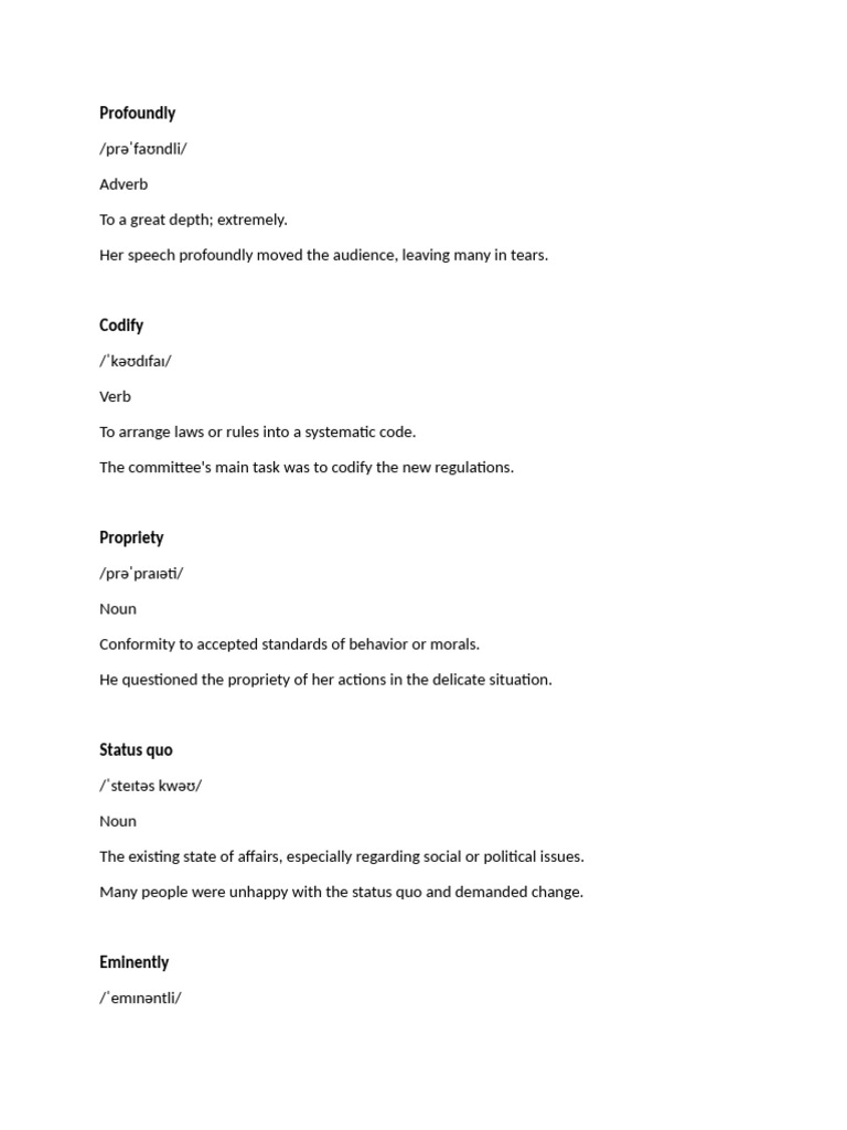 Vocabulary Definitions and Examples | PDF