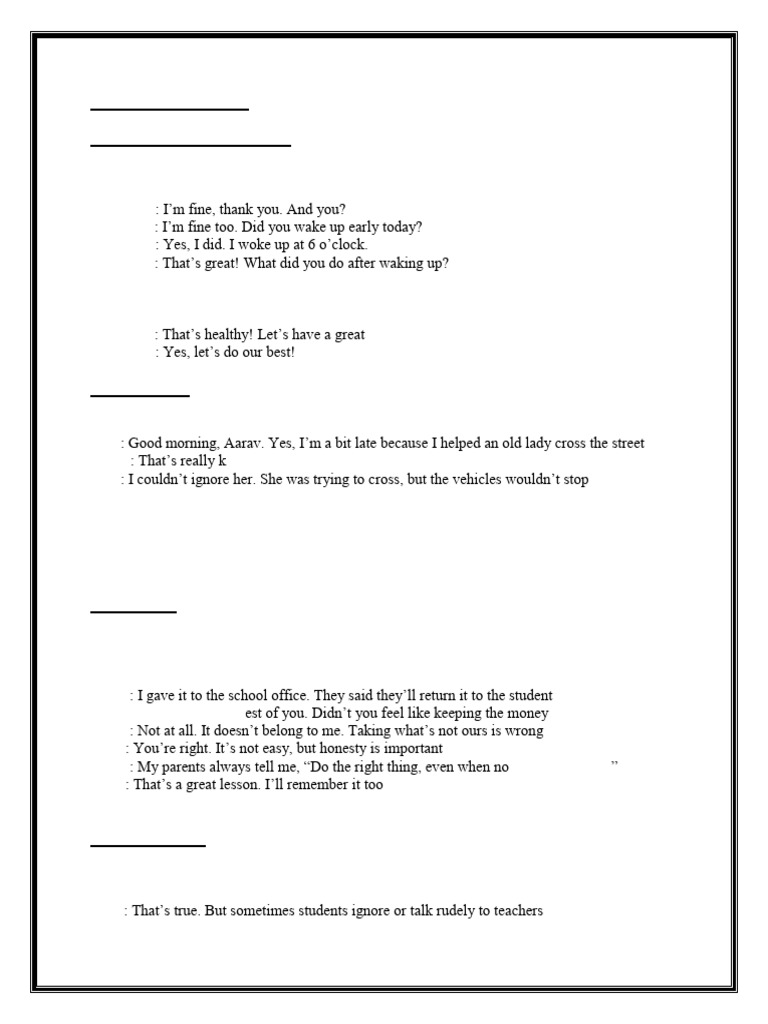 English Conversations for 7th Graders | PDF