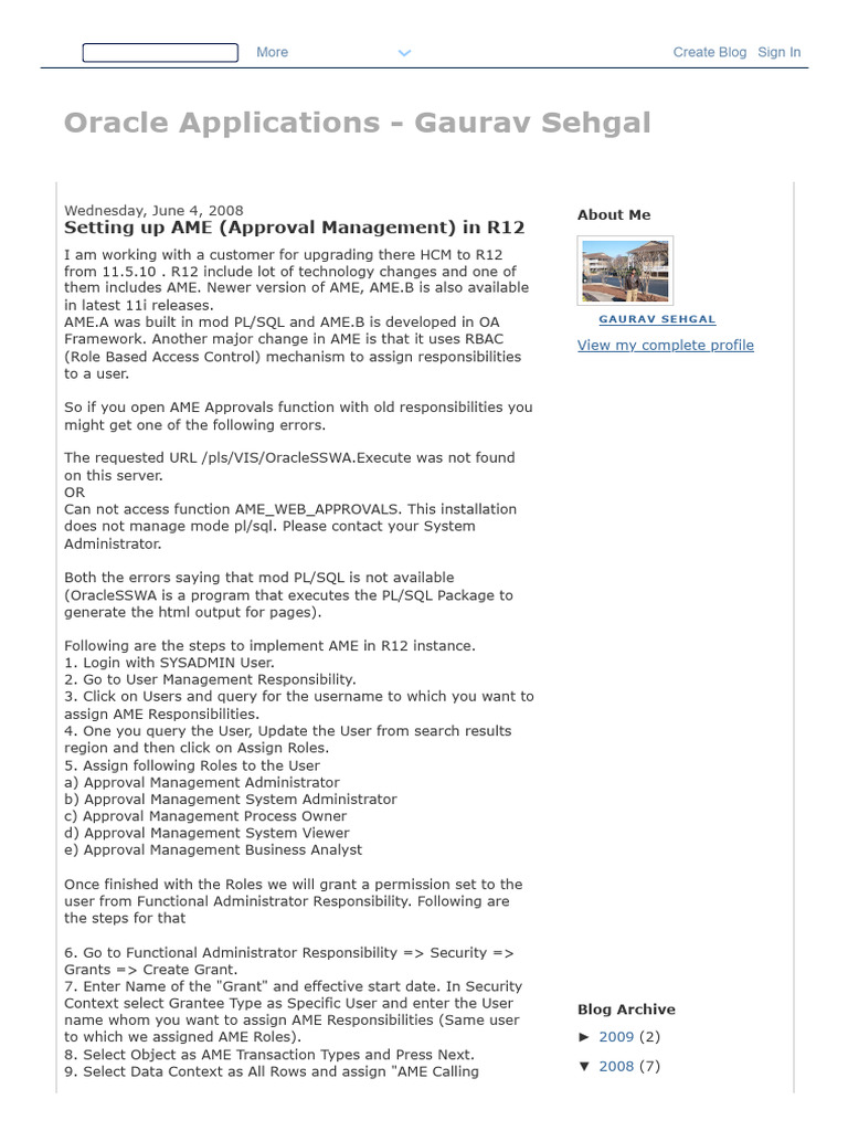 Setting Up AME (Approval Management) in R12 | PDF | World Wide Web ...