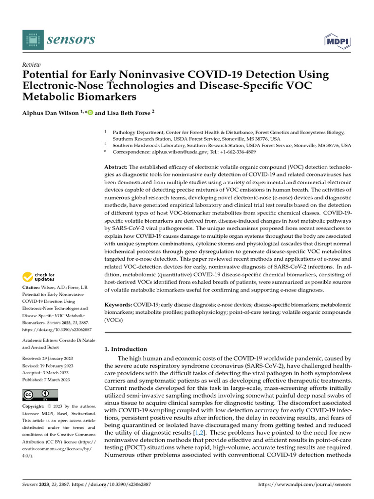 Potential For Early Noninvasive COVID-19 Detection Using Electronic ...