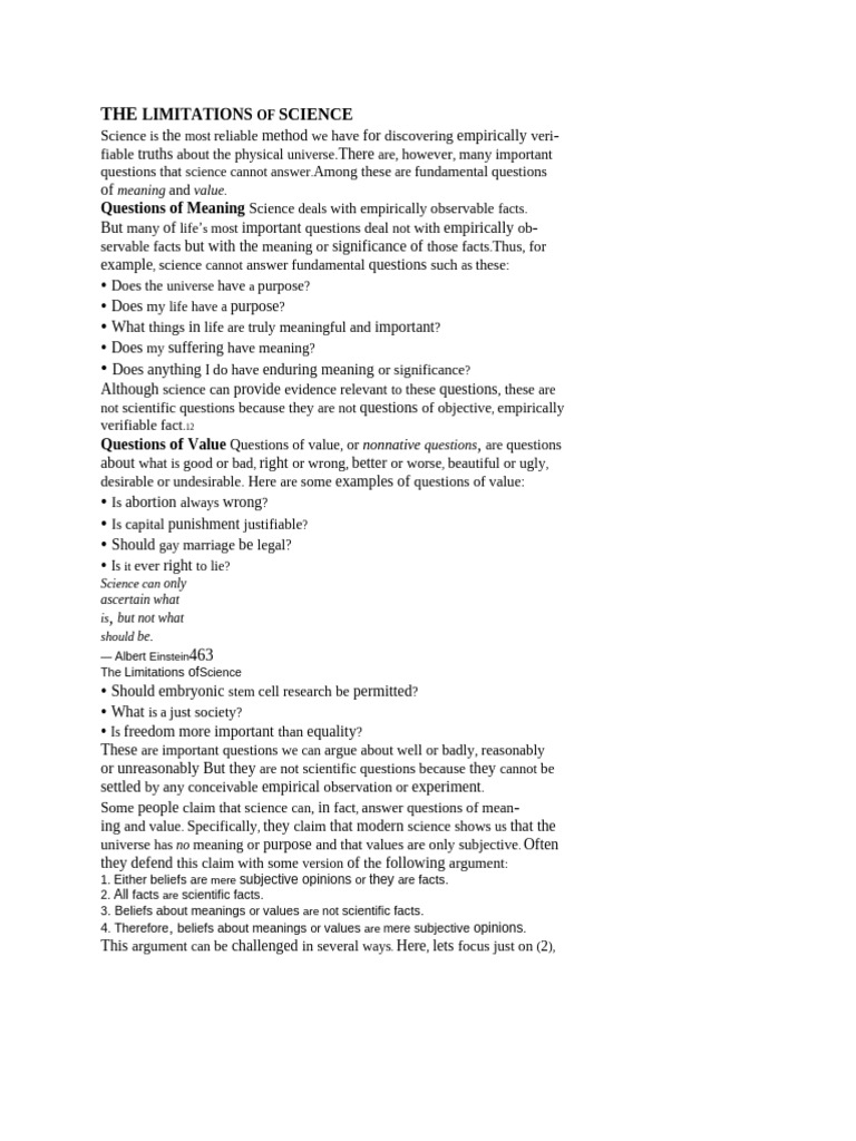 Limitations of Science Explained | PDF